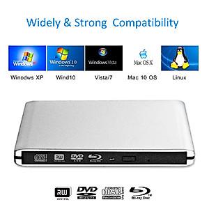 External Aluminum USB C USB 3.0 3D Blu-ray Burner DVD CD Writer Drive Compatible with 2012 to 2019 MacBook Air MacBook Pro New iMac and All Windows Pcs