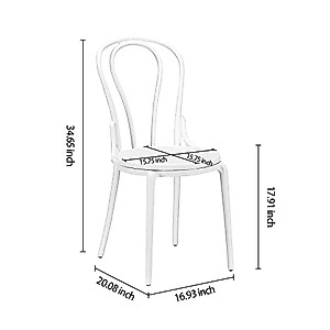 CangLong French Dining Bars, Cafes, Restaurant, Plastic Chair, Set of 1, White
