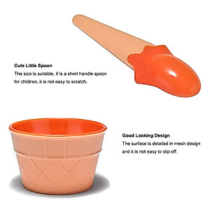 Dessert Bowls, 4 Pack Ice Cream Bowl Spoon Set,Frozen Yogurt Cups with Spoons Durable Plastic Candy Color Lovely Dessert Bowl DIY Ice Cream Tools For Festive Party Favor Kids Gift