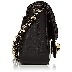 Karl Lagerfeld Paris womens Agyness Quilted Flap Crossbody, Blk/Gold, One Size US