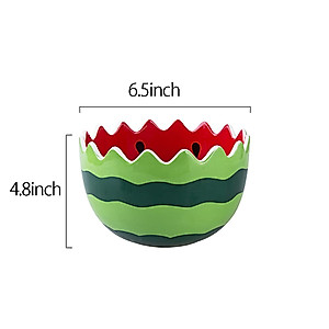 123Arts Ceramic Watermelon Hand Painted Salad Bowl Noodle Bowl Soup Bowl Dessert Fruit Bowl