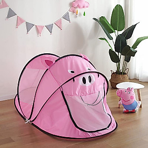 Popup Dome Play Yard Premium Outdoor and Indoor Baby Playpen Portable Lightweight Canopy and Travel Cute Animals Bag (Pink Bear)