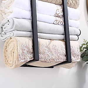 Bathroom Wall Towel Rack, Stainless Wall Mounted Towel Racks Holder with 2 Bars, Organizer for Storage of Rolled Bath Towels or Washcloths Hand (16 inches)