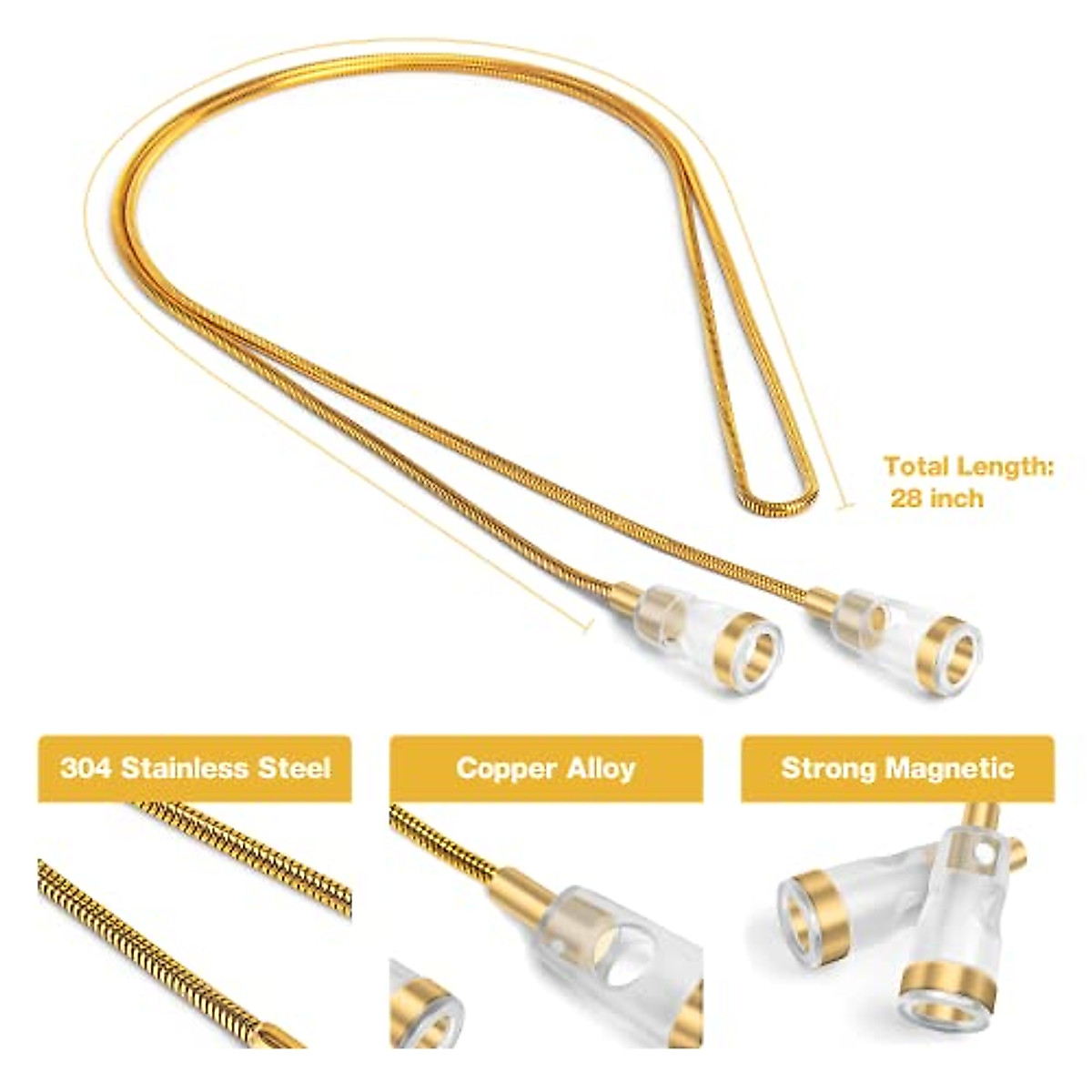 Lawonda AirPod Carrying Straps, Gifts for Mom, Magnetic Wireless Bluetooth AirPods Holder Anti-Lost Neck Connector Strap Holder Stainless Steel Necklace Chain String for Airpods 1/2 Pro 2 Gold