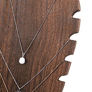 MOOCA Wooden Freestanding Necklace Easel Display Stand - Adjustable Slope Jewelry Showcase Holder for 6 Necklaces, Brown Color