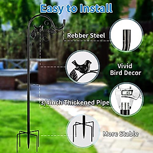Adorafur Outdoor Shepherd Hook 49 inch Metal Bird Ornament Hanger Heavy Duty Garden Pole for Hanging Hummingbird Feeder Solar Light Lanterns Plant Basket 3/4 inch - 2 Pack