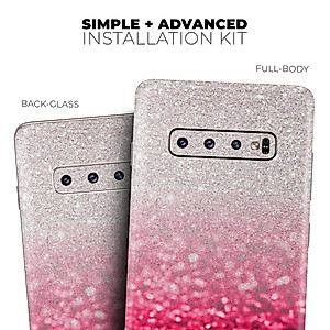 DesignSkinz Red & Silver Glimmer Fade Protective Vinyl Decal Wrap Skin Cover Compatible with The Samsung Galaxy S20 (Screen Trim & Back Glass Skin)