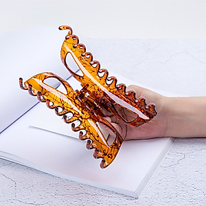 Prettyou Thick Hair Super Large Clips Crystal Plastic Claw Clamps Hairgrips Clips Accessories for Women, 2 pack. (A)