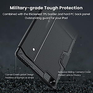 Nillkin Keyboard Case for iPad Air 13-inch (M3 2025/M2 2024), iPad Pro 12.9-inch (6th/5th/4th/3rd Gen) Rugged Case with Detachable Keyboard, Magic Trackpad, 7-Color Backlit, Portrait/Landscape, Black