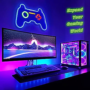 Lepowcoo Neon Sign Gaming, (16 x 11inch) Big Game LED Light Room Decor, Gamepad Neon Controller Signs, Cool Party Wall Decoration for Teen Boys Bedroom, Gamer Room Accessories, Lepowcoo-1