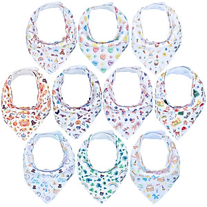 DiaperSquad's 10-Pack Baby Bibs for Drooling and Teething, Bibs for Boys, Baby Girl - Solid Cotton Baby Drool Bibs (Holiday)