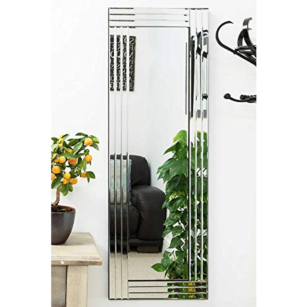 MirrorOutlet Large Frameless Venetian Edge Wall Mirror Modern 3Ft11 X 1Ft3 (119cm X 38cm), Metal, 119x38