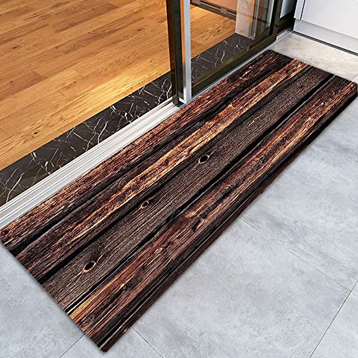Dark Brown Old Wooden Board Print Memory Foam Bath Rugs and doormats Non Slip Absorbent Super Cozy Flannel Bathroom Rug Carpet 47x18 inches