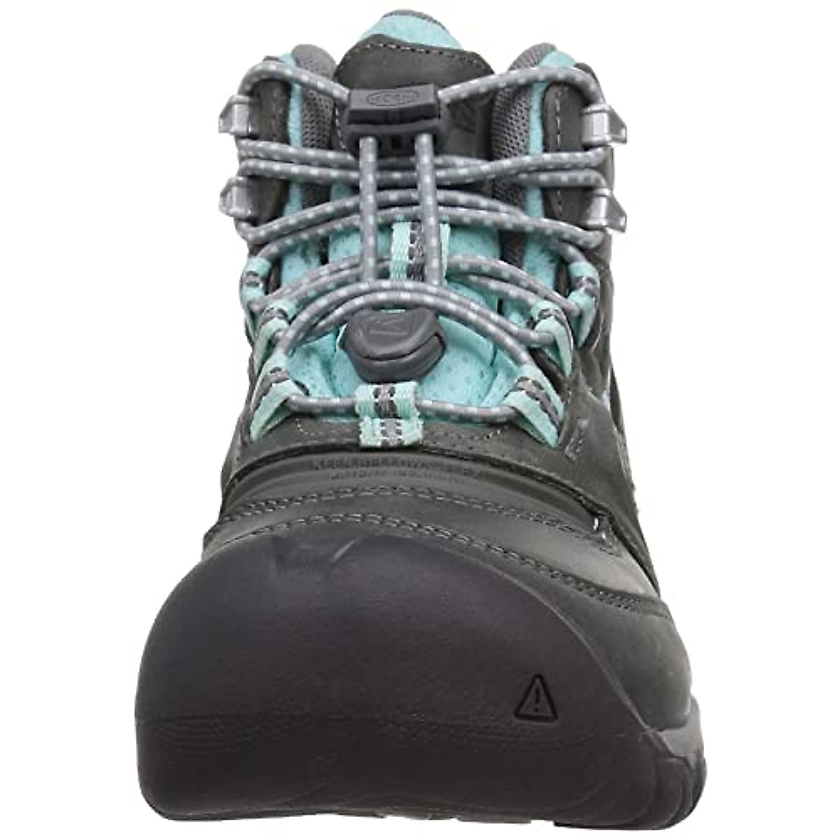 KEEN Ridge Flex Mid Height Waterproof Leather Hiking Boots, Grey/Blue Tint, 2 US Unisex Big Kid