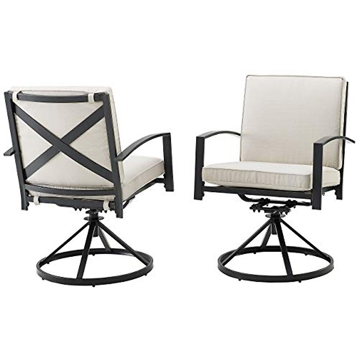 Crosley Furniture KO60026BZ-OL Kaplan Outdoor Metal Dining Swivel Chairs, Set of 2, Oiled Bronze with Oatmeal Cushions