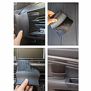 Grafken Car Long Hair Wide Handle Brushes Auto Interior Detail Cleaning Dust Removal Brush for Car Interior, Air Vents, Dashboard, Emblems, Scratch Free, black