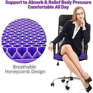 Gulymm Extra Large Gel Seat Cushion, Gel Car Cushion for Long Sitting, Chair Pads with Large Double Thick Breathable Honeycomb Design, Pressure Relief, Car Seat Wheelchair Cushion for Relieves Fatigue