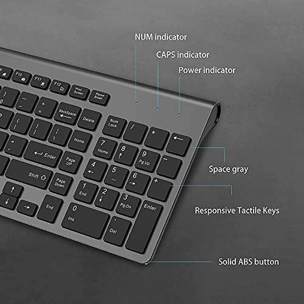 Wireless Keyboard Mouse Combo, J JOYACCESS Ergonomic and Cordless Keyboard and Mouse Set for PC,Windows, Computer, Laptop, Desktop, Chromebook,Mac-Grey