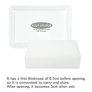 WoW.Clean Disposable Bath Shower Sponge 1 Dozen-12 Counts . Easy to Carry, Clean Shower Supplies for Travel or Camping, White