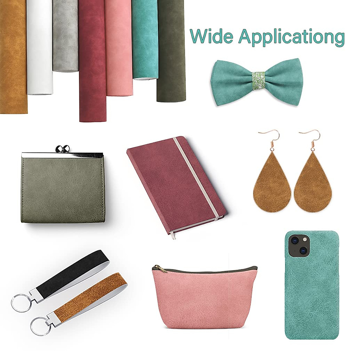 8 Pcs Colored Faux Suede PU Leather Fabric, Soft Smooth Synthetic Crafts Leather Fabric for Handicraft DIY Projects (21cmx30cm)