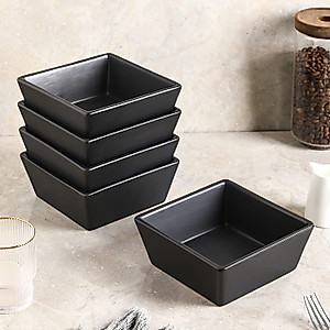 Stone Lain Grace Stoneware Bowl Set, Includes 4 Bowls, Black