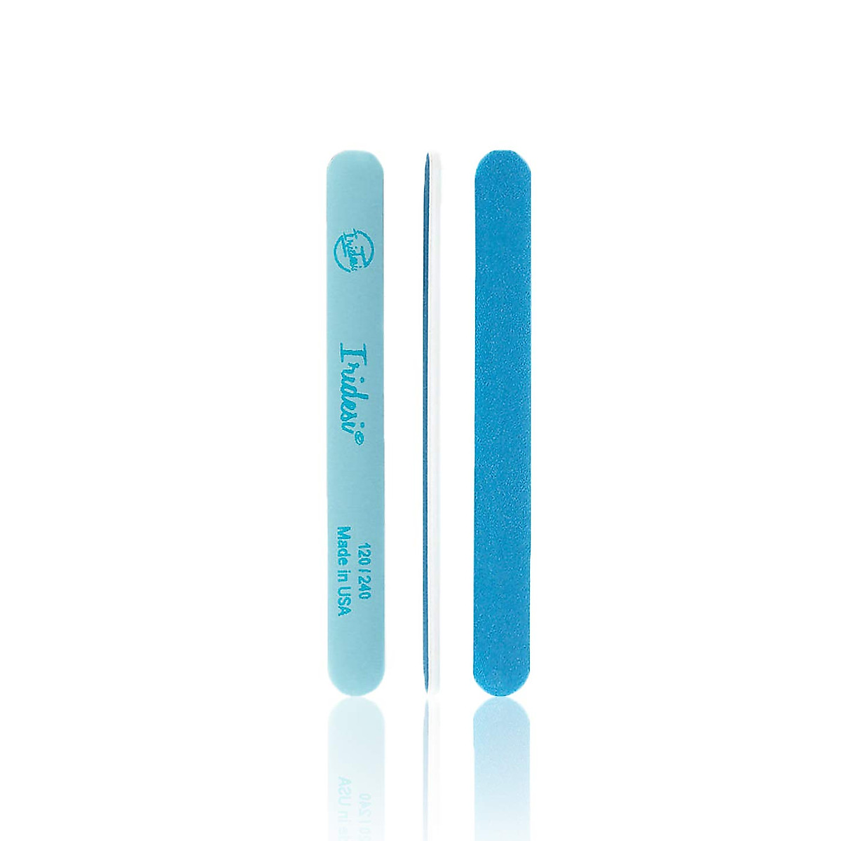 Iridesi Professional Nail Files and Buffers Blue 120 240 Grit Washable Emery Boards 7 Inches Long 12 Fingernail Files Per Pack