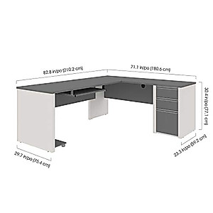 Bestar Universel 72W L-Shaped Desk in Slate & Sandstone