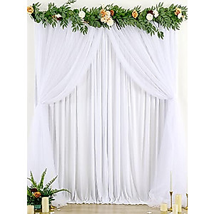 White Tulle Backdrop Curtains for Baby Shower Party Wedding Photo Drape Sheer Backdrop for Birthday Bridal Shower Photography Props 5 ft X 10 ft