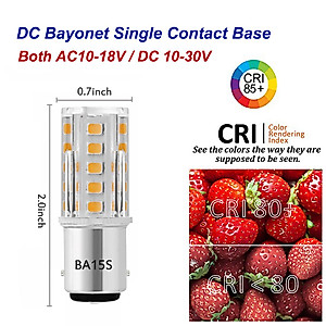 Beispiel 12 Volt BA15S Led Bulbs,1156 1141 DC Bayonet Single Contact Base, 3W AC/ DC12V Low Voltage BA15S Bulb for Landscape RV Camper Interior Marine Boat Trailer Lights,Warm White 2700K, Pack of 3