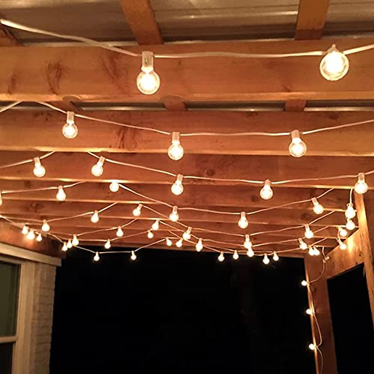Pallerina 25FT G40 Outdoor String Lights with 27 Globe Clear Bulbs(2 Spare) Patio String Lights Outdoor Waterproof for Party Wedding Garden Commercial Decoration, 5 Watt Bulbs E12 Base- White Wire