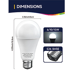 UNILAMP 3 Way LED Light Bulbs, 3 Way Light Bulbs 30 70 100W Equivalent, Daylight White 5000K, Three Way A19 Light Bulbs E26 Medium Base, 3-Way Light Bulbs for Desk Lamps, Floor Lamps, 2 Pack