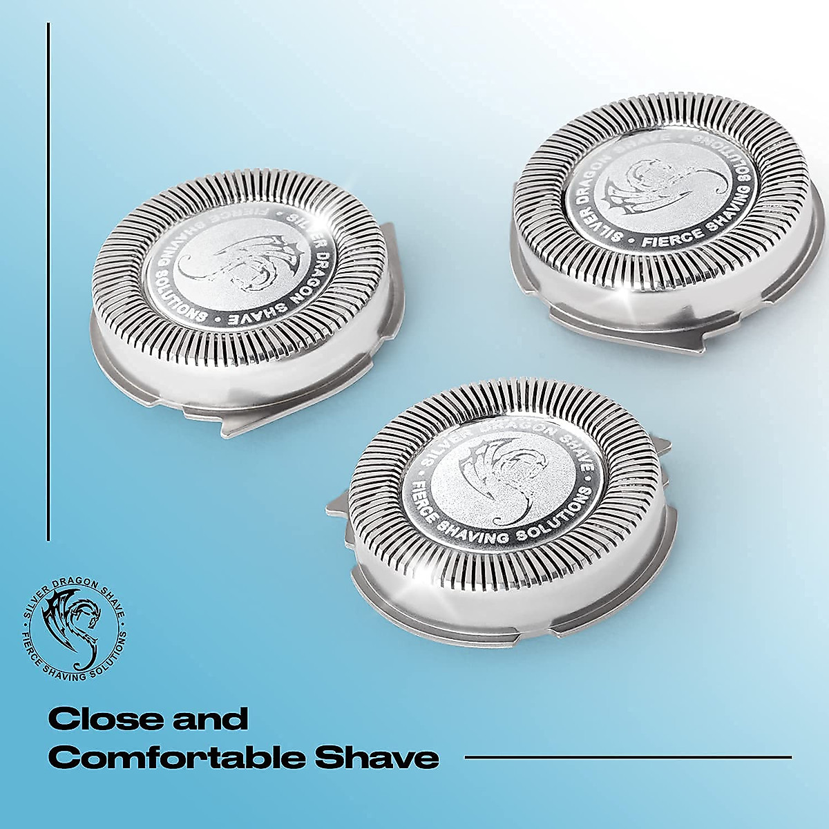 Silver Dragon Shave HQ8 Norelco Replacement Heads – HQ8/52 Blades Compatible with Philips Norelco Series 7100, 7200, 7300, 7700, 7800, 8800, PT/AT700, PT/AT800 & Aquatec Electric Shavers, Pack of 3