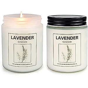 Lavender Candles for Home Scented Candles Gifts for Women 7 oz 50 Hrs Long Lasting Highly Scented Soy Lavender Candle Set for Body Relaxation & Stress Relief, 2 Pcs
