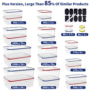 52-Piece Large Food Storage Containers with Lids Airtight, Health Material 85oz Leakproof Reusable Plastic Storage Containers, for Lunch, Meal Prep, and Leftovers, Kitchen Organizer, Freezer Container