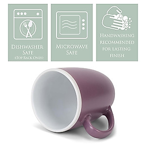 Elanze Designs Solid Color Purple White Interior 16 ounce Matte Ceramic Mugs Matching Set of 4