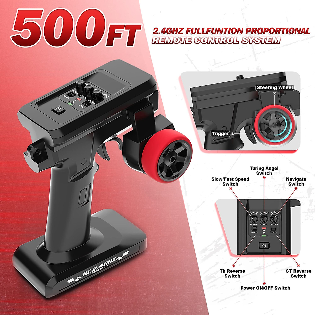 RIAARIO 1:18 All Terrain RC Car, 36 KPH High Speed Remote Control Car with 2.4 GHz Remote Control, 4WD Electric Vehicle Off-Road Truck, 4X4 Waterproof RC Trucks with 2 Rechargeable Batteries