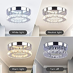 diisunbihuo Modern Mini Led Crystal Chandelier Semi Flush Mount Crystal Pendant Ceiling Light for Bedrooms Dinning Rooms Hallway (Multicolor)
