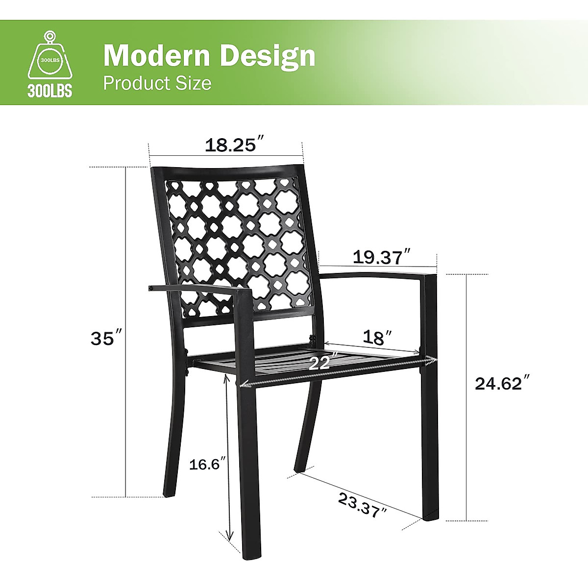 MEOOEM Patio Dining Chairs 6PC Outdoor Metal Stackable Arm Chairs, Backyard Garden Chair, Black