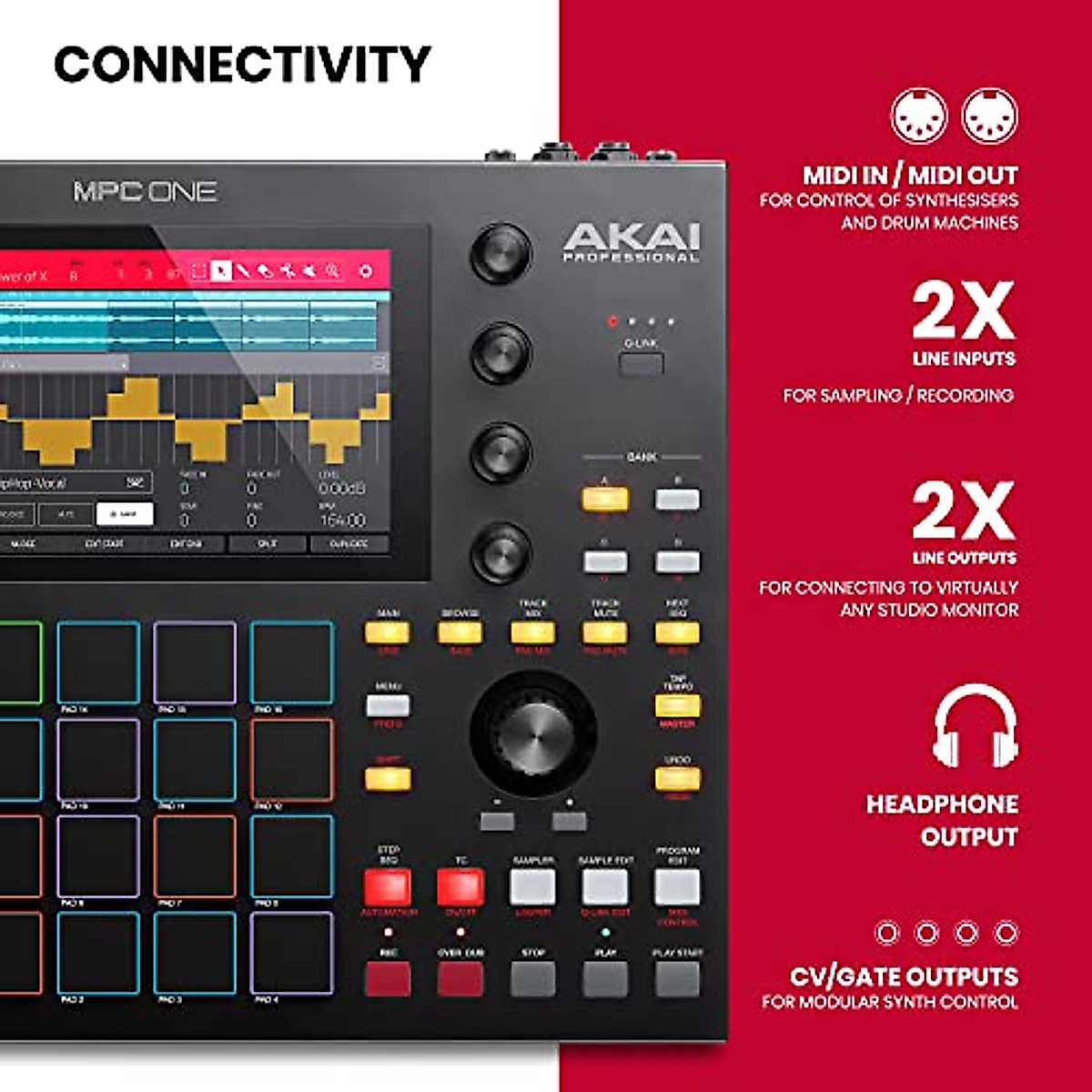 Akai Professional MPC One – Drum Machine, Sampler & MIDI Controller with Beat Pads, Synth Engines, Standalone Operation and Touch Display