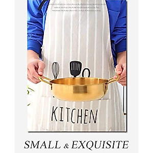 8in Stainless Steel Everyday Pan Color Me Korean Noodle Ramen Pot Small Stockpots Pasta Pots Stir Fry Pan Omelet Paella Pans Small Pots for Home and Outdoor, Dishwasher Safe, Eco Friendly(1pcs)(Gold)