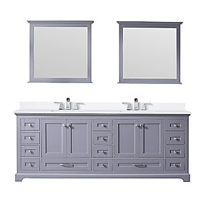 Bell+Modern Tybee 84 in. W x 22 in. D Dark Grey Double Bath Vanity, Cultured Marble Top, Faucet Set and 34 in. Mirrors