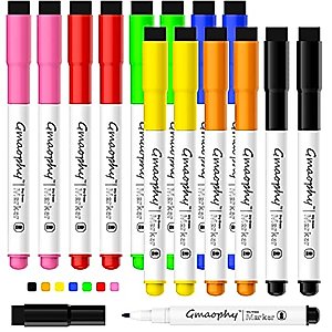 GMAOPHY Magnetic Dry Erase Markers - 14 Pcs 7 Color Whiteboard Markers with Eraser Cap, Low Odor Dry Erase Markers for Glass/Whiteboard/Porcelain/Plastic/School/Office