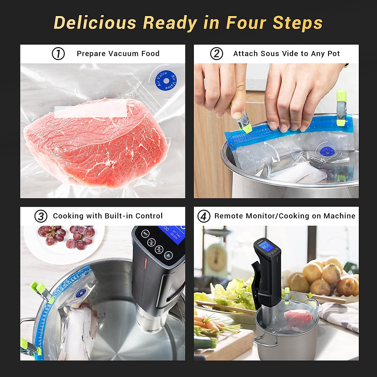 Inkbird Sous Vide Precision Cooker ISV-100W | 1000 Watts WIFI Sous-Vide Cooking Cooker Immersion Circulator | Preset Recipes on APP and Thermal Immersion Sous Vide Machines (American Standard)