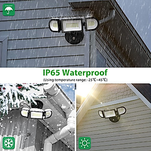 iMaihom 50W Dusk to Dawn LED Outdoor Lighting, 3 Adjustable Heads Flood Lights Outdoor, IP65 Waterproof Flood Light with Photocell, 4600LM 6500K Daylight White Security Light for Yard Garage Patio