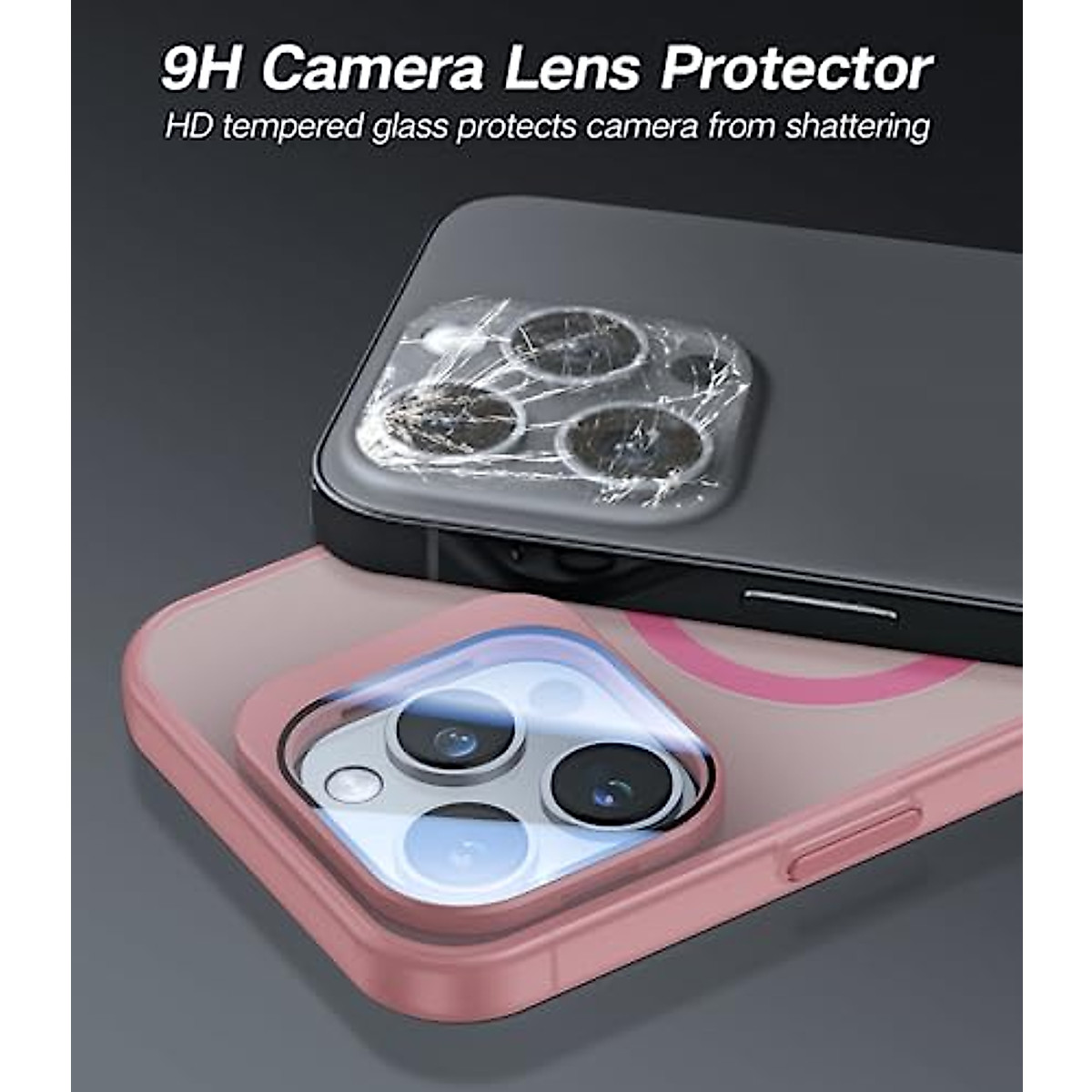 VOFATA for iPhone 14 Pro Case with Metal Camera Stand [Built-in 9H Camera Lens Protector][Compatible with Magsafe] Military Grade Shockproof Translucent Matte Magnetic Phone Case 6.1",Pink
