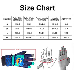 AMZTNLL Kids Winter Snow Ski Gloves Waterproof Cute Warm Gloves for Boys Girls Snowboard Gloves Outdoor Gloves Windproof