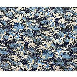 Cotton Fabric by The Yard, 0.55 Yard 58 Inch Wide Precut, 100% Cotton, Bronzing Design Floral Print Fabrics for Sewing Quilting Crafting (08- Design, Blue)