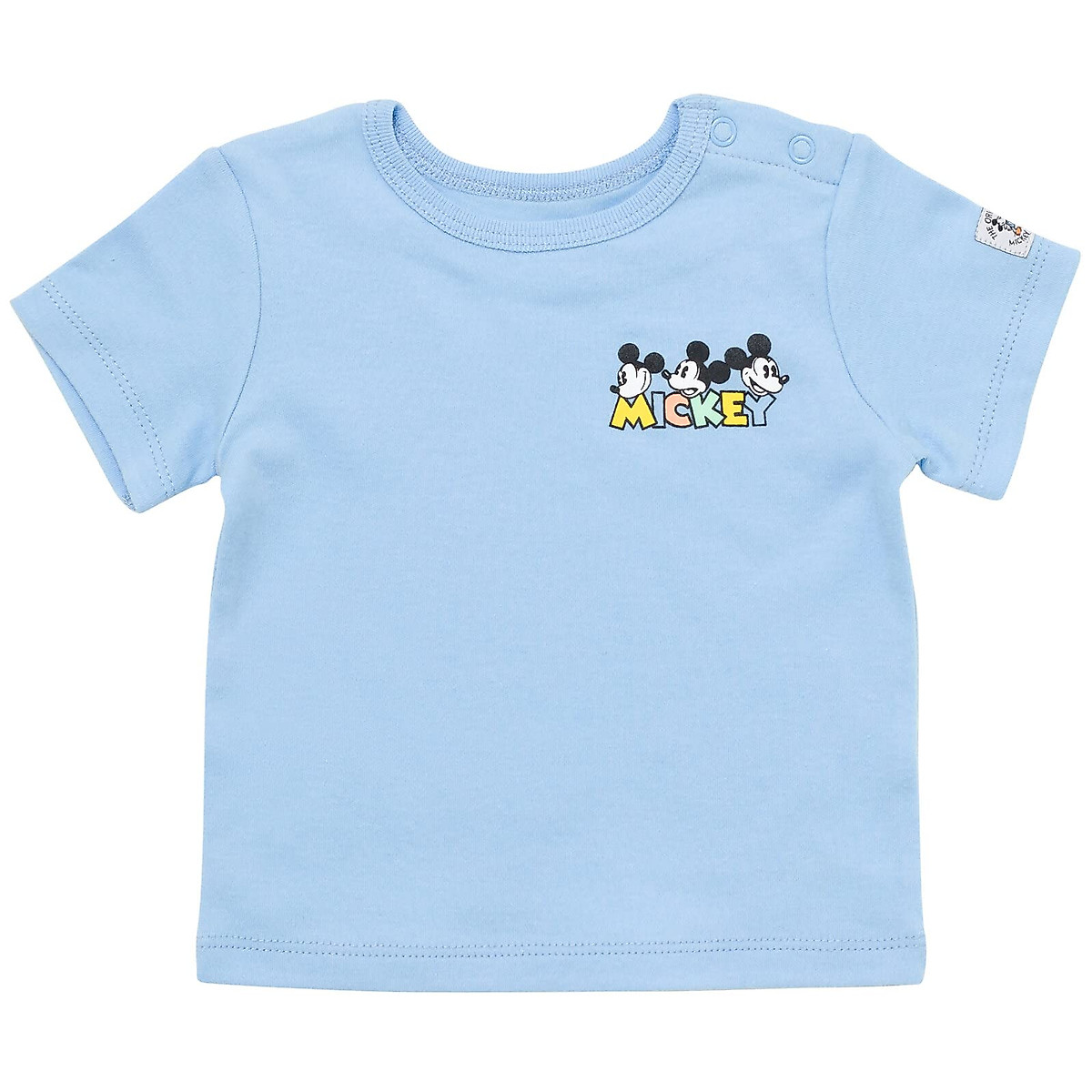 Disney Mickey Mouse Newborn Baby Boys Short Overalls T-Shirt and Hat 3 Piece Outfit Set Khaki/Blue 6-9 Months