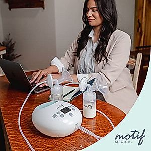 Motif Medical Luna Double Electric Breast Pump - Easy to Use, Quiet Motor, Built-in LED Night Light - Outlet Required