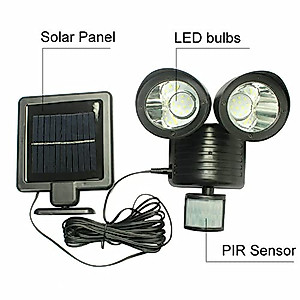 Bestyu 22 LED Dual Security Detector Solar Spot Light Motion Sensor Outdoor Floodlight for Home Garden Yard Patio Landscape Walkway